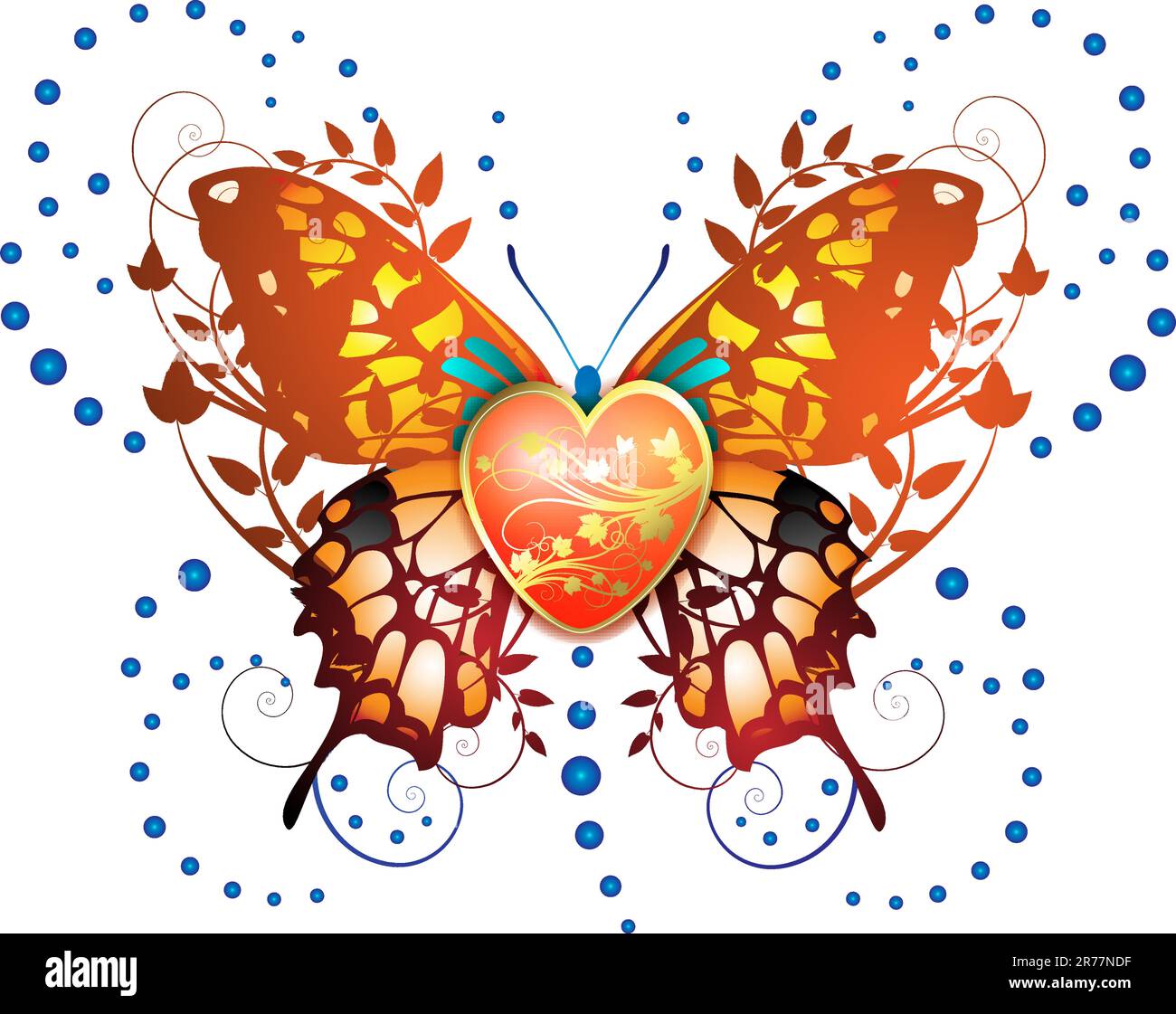 Stylized butterfly with heart isolated on white background for ...