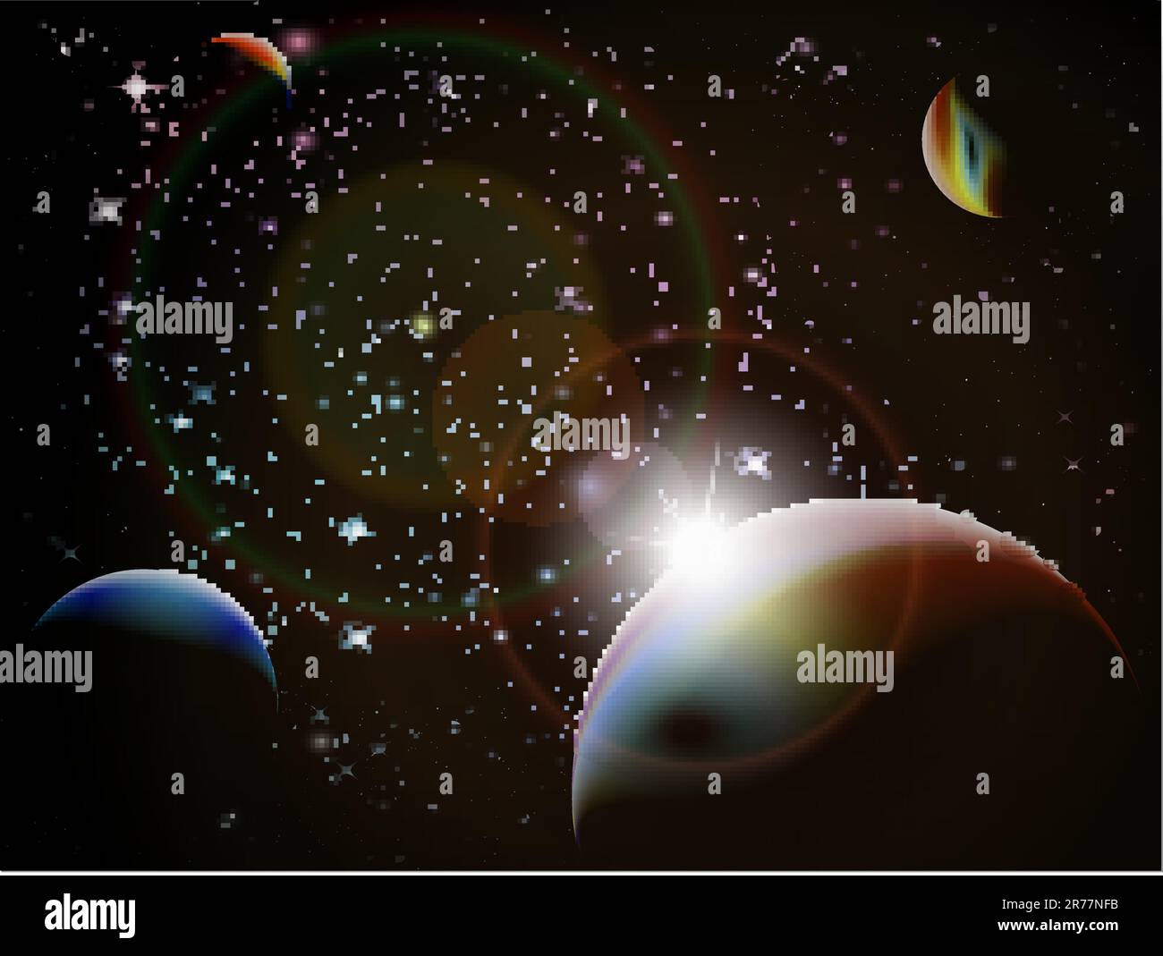 Eclipse - Fantasy Space scene, highly detailed vector illustration ...