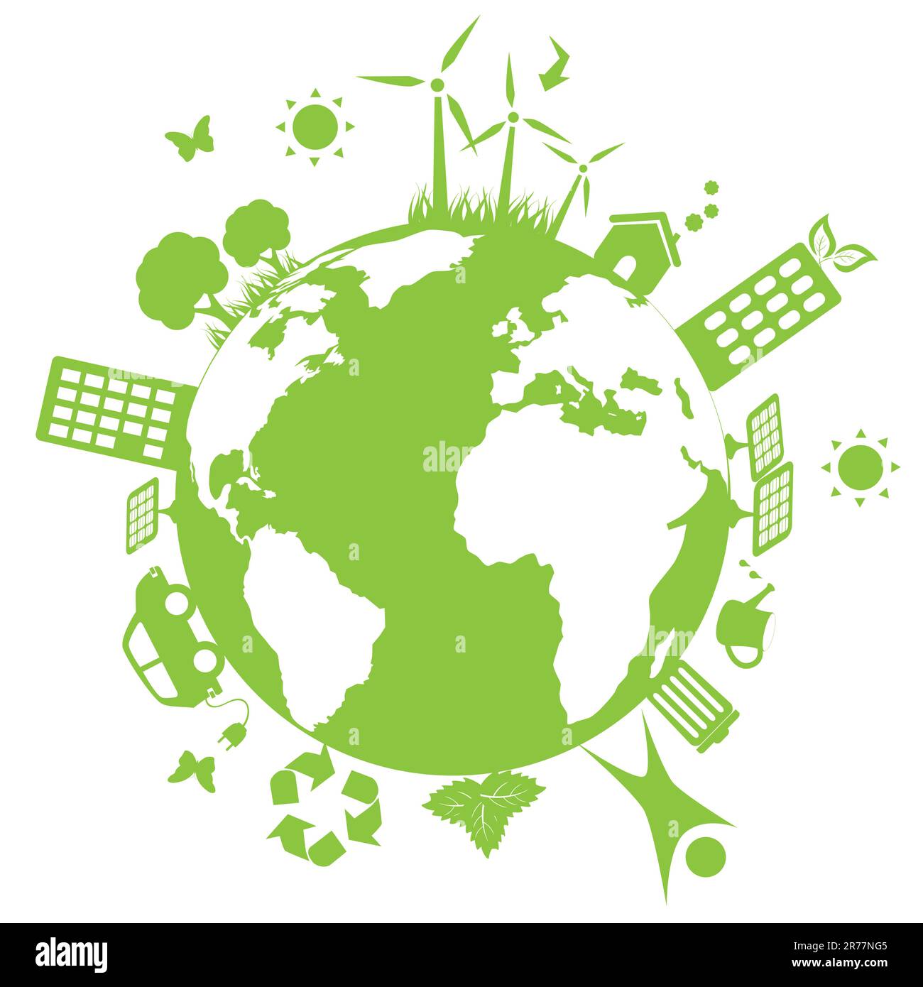 Green environment symbols on earth Stock Vector Image & Art - Alamy
