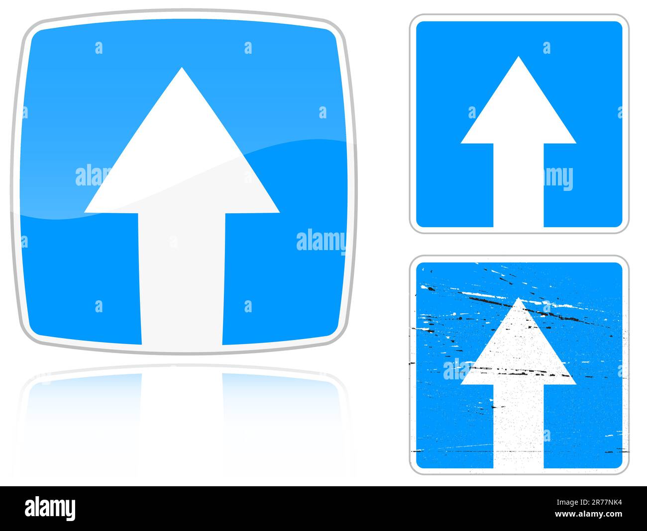 Set of variants a Road with one-way traffic - road sign isolated on ...