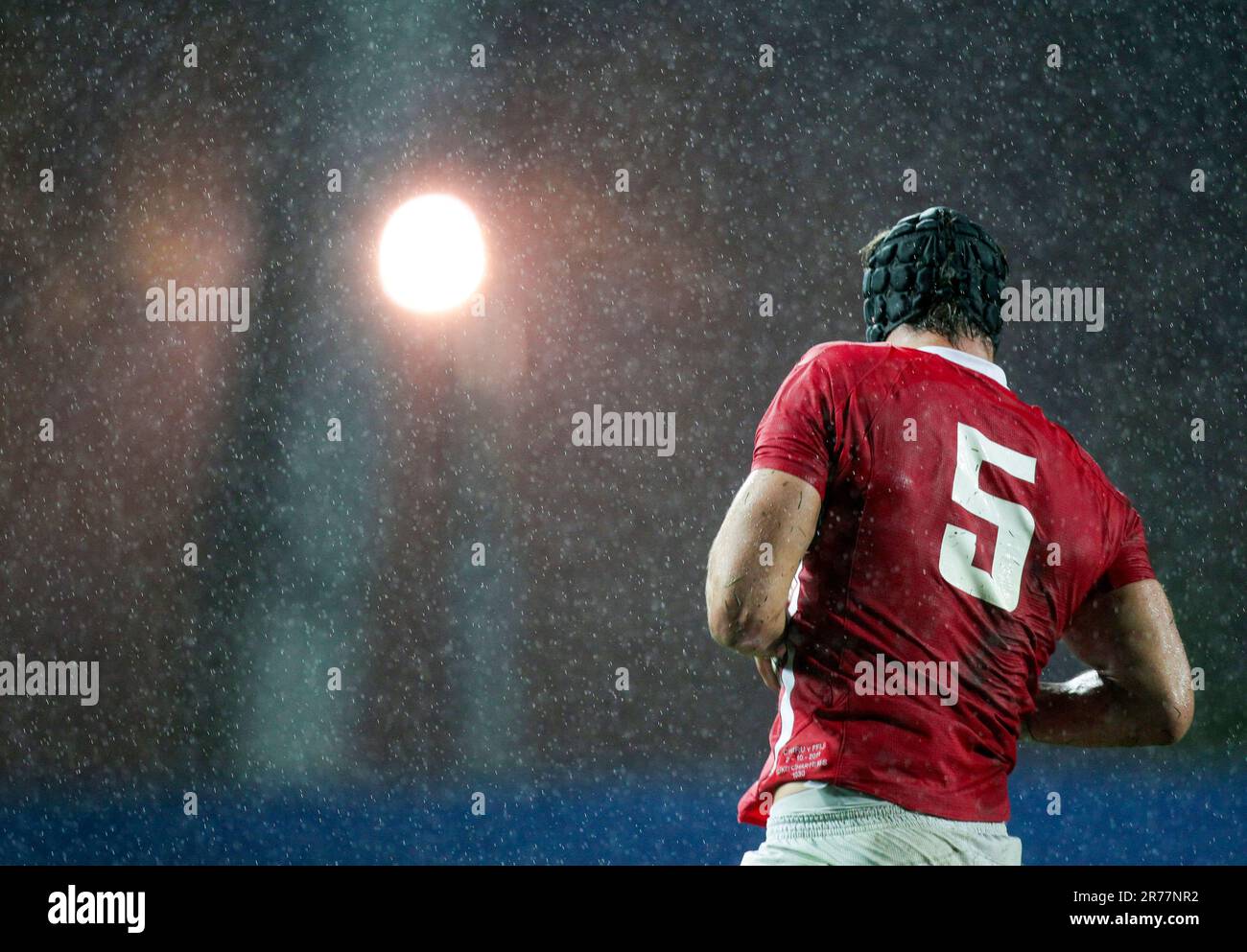 Wales Luke Charteris wins a lineout against Fiji during a Pool D match ...