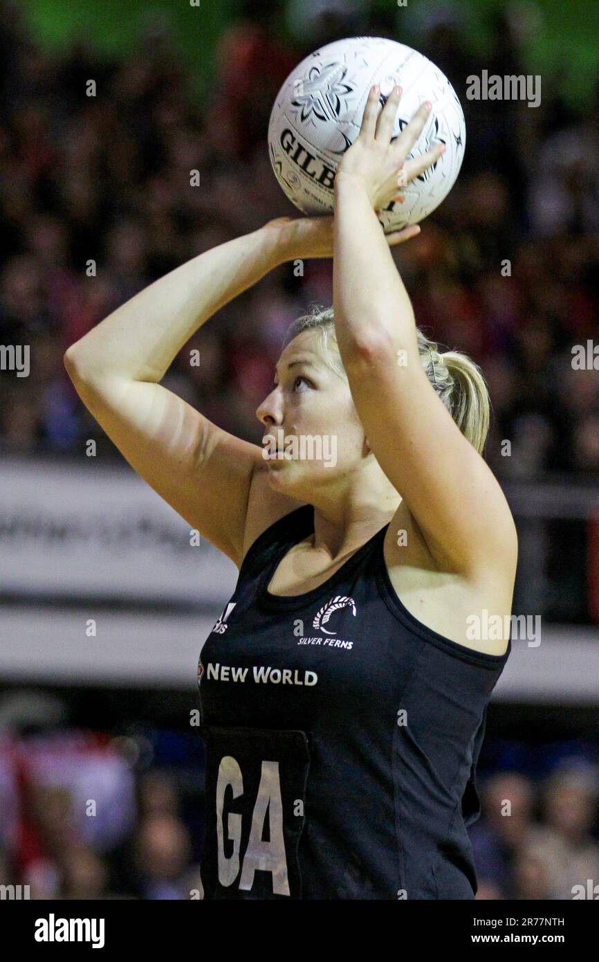 New Zealand's Anna Thompson in action against England during a New ...