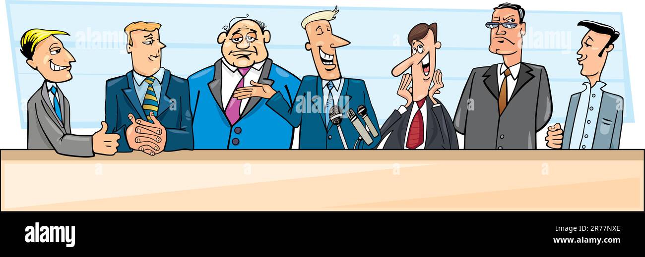 cartoon illustration of businessmen and politicians debate Stock Vector ...