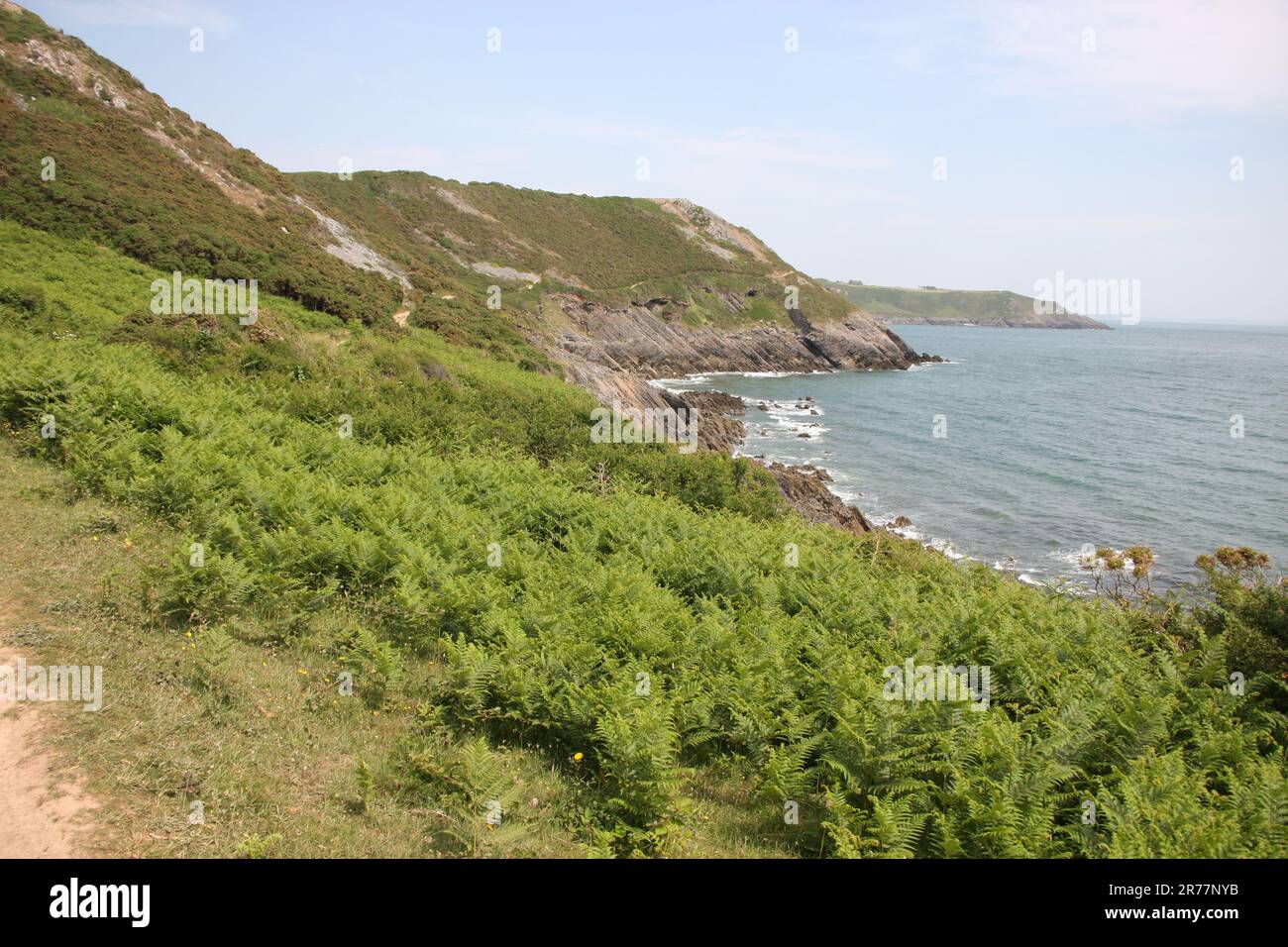 Coast path view at Brandy Cove Gower peninsula South Wales Stock Photo ...