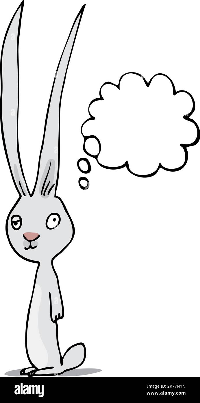 Lazy-eyed rabbit standing with a thought cloud Stock Vector Image & Art ...