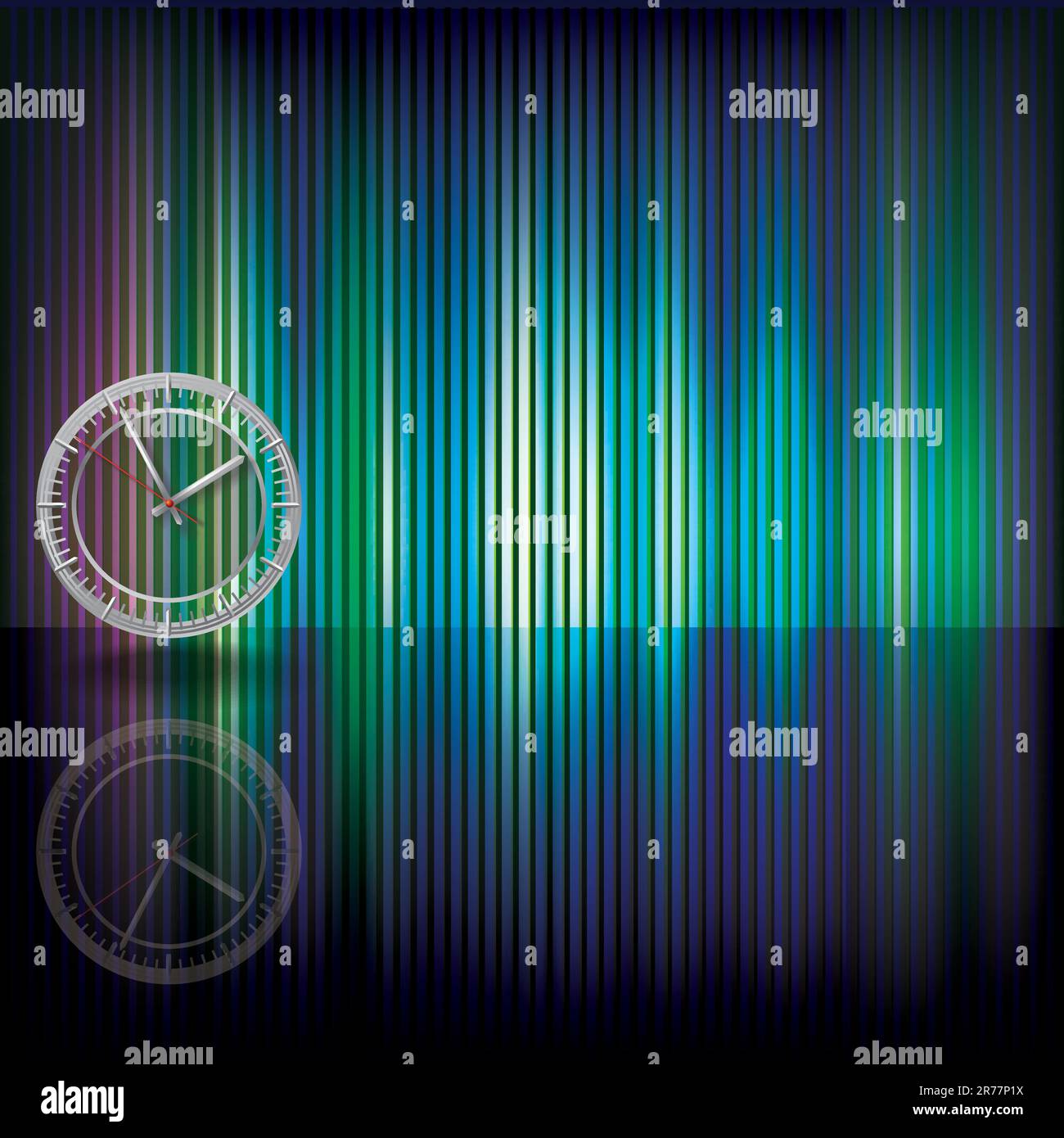 Clock with reflection Stock Vector Images - Alamy