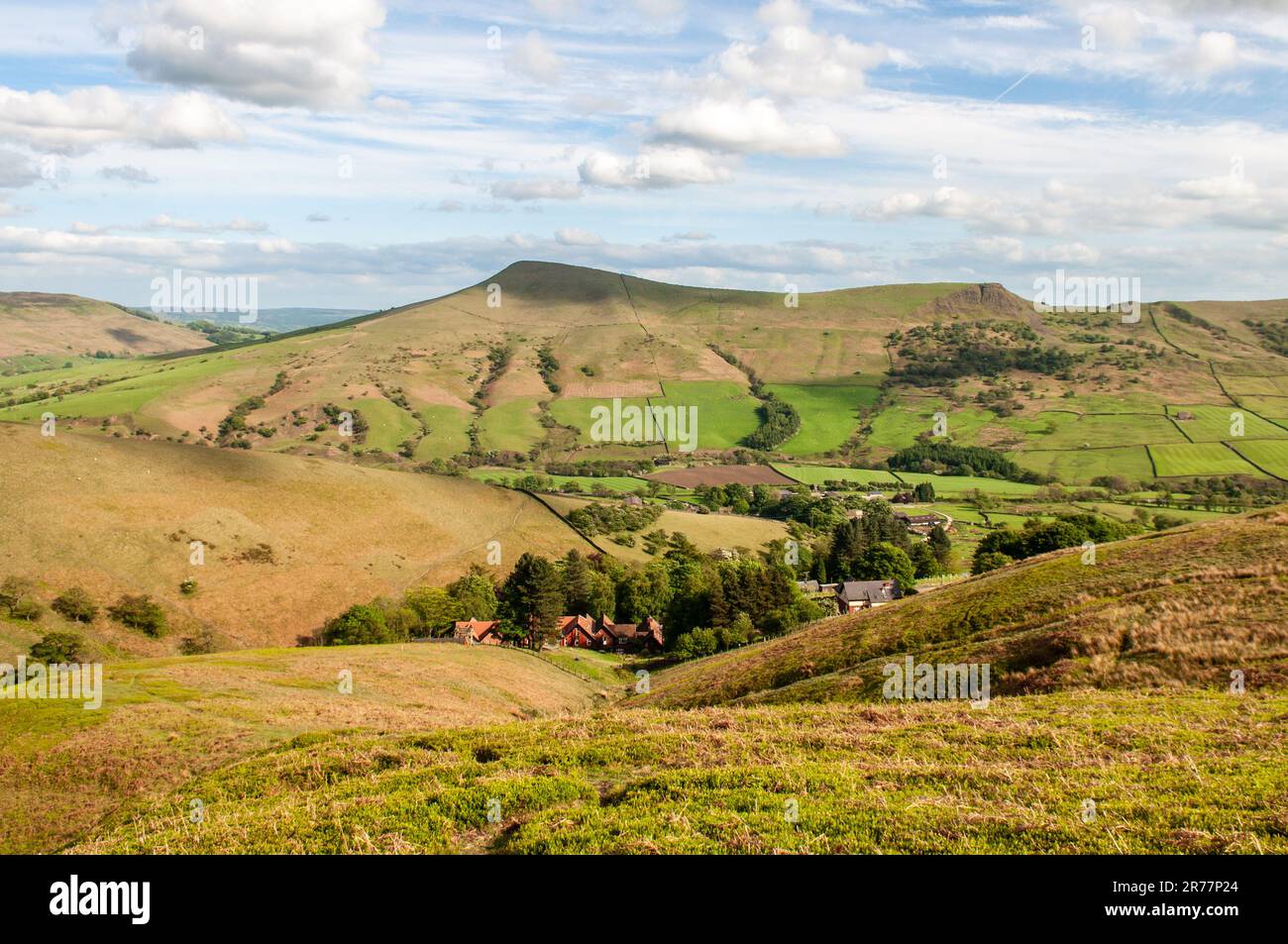 Evening light shines on Lose Hill and the Vale of Edale under Edale ...