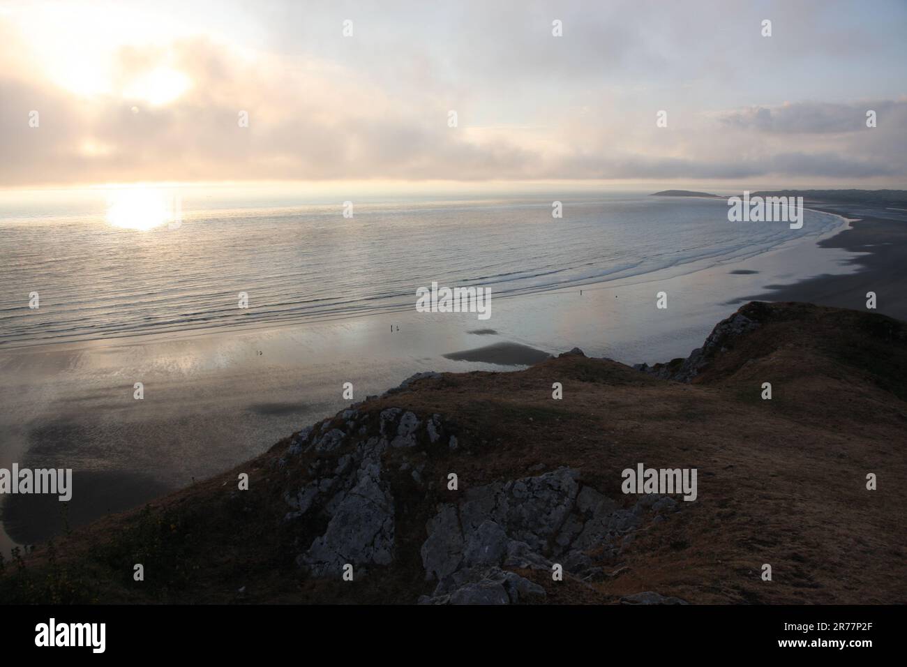 Views over Rhossili Bay Gower Peninsula Wales at sunset Stock Photo - Alamy