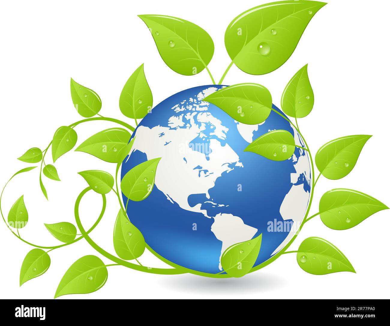 Earth hemisphere covered by green plants. Ecology concept. Vector ...