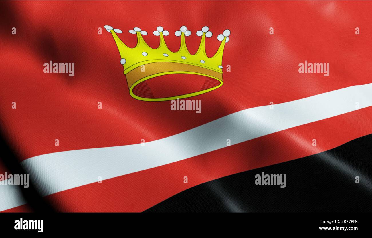 3D Illustration of a waving Czech city flag of Valasske Mezirici Stock ...