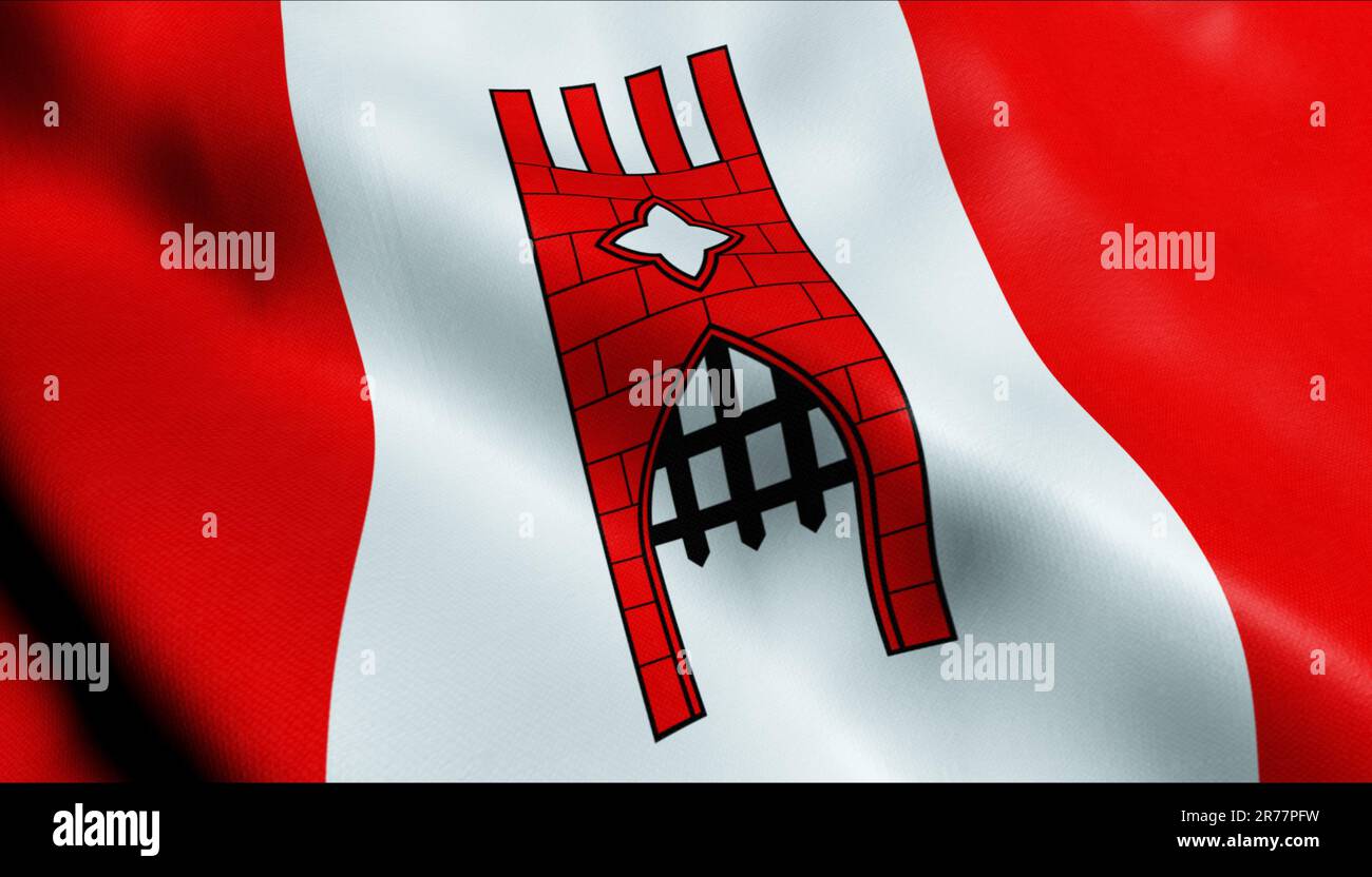 3D Illustration of a waving Czech city flag of Vyskov Stock Photo - Alamy