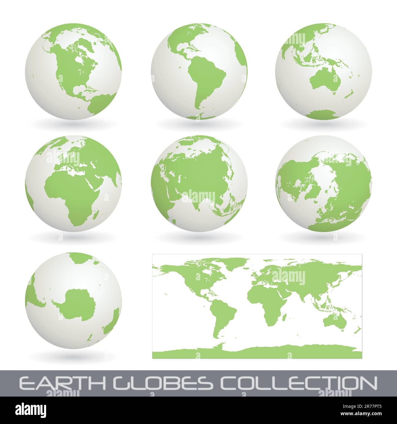 collection of earth globes end a map isolated on white, vector illustration Stock Vector Image ...