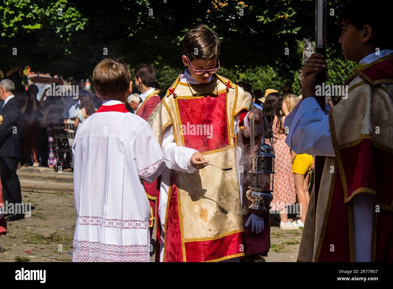 Catholic parish child participating at the Corpus Christi procession ...