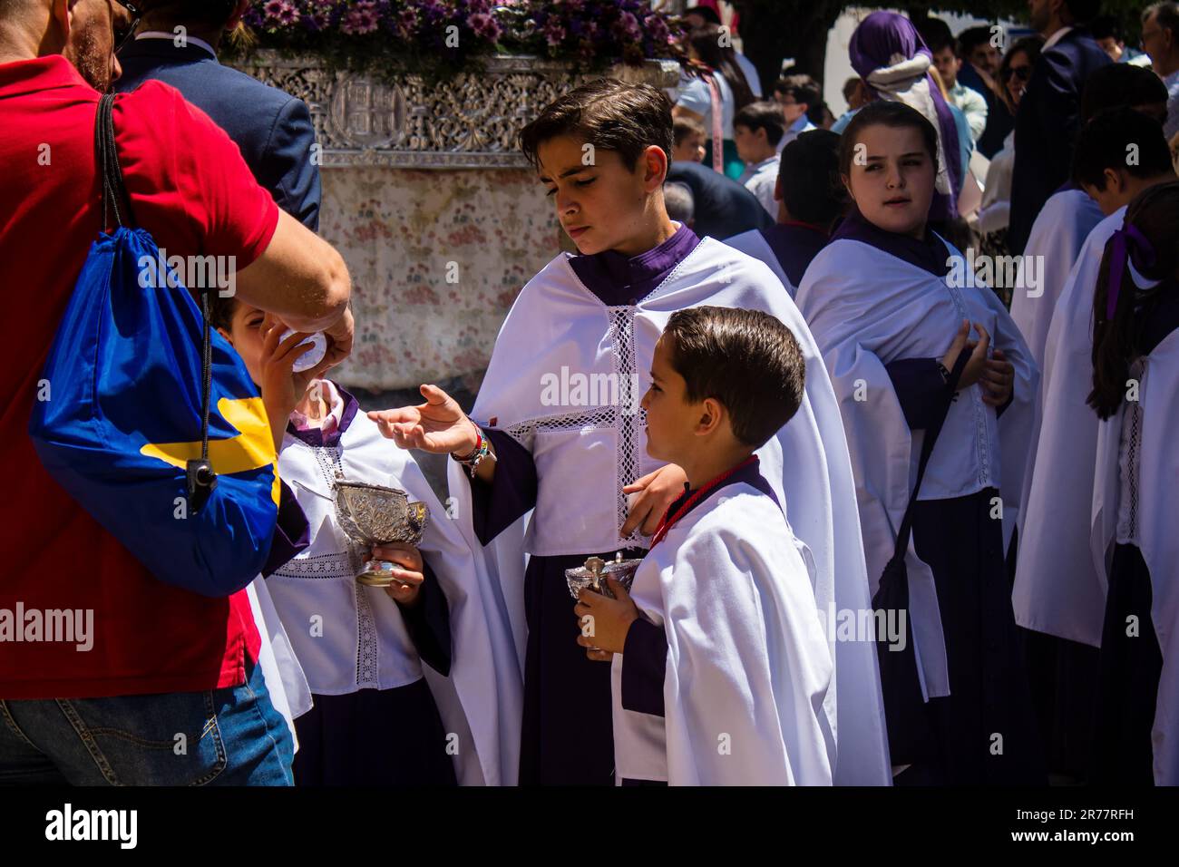 Catholic parish child participating at the Corpus Christi procession ...