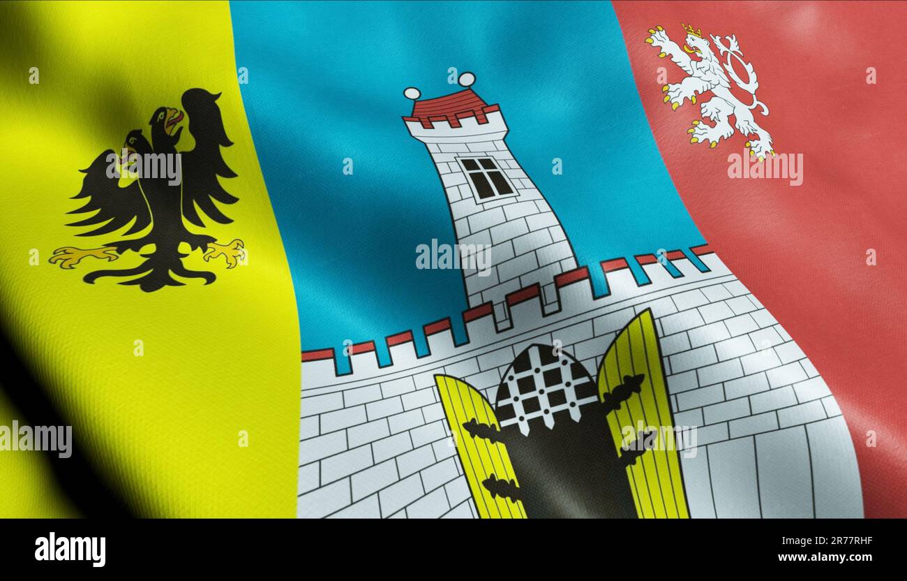3D Illustration of a waving Czech city flag of Cesky Brod Stock Photo ...
