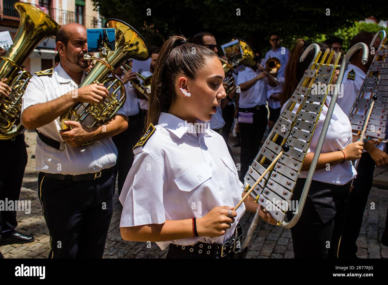 Music band participating at the Corpus Christi procession, an age-old ...