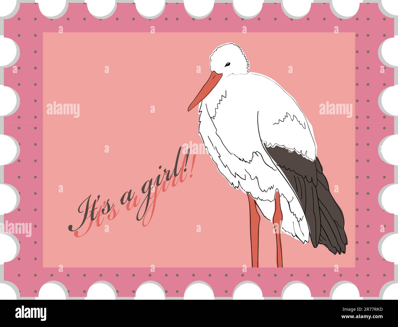 Vector stamp for baby girl with stork Stock Vector Image & Art - Alamy