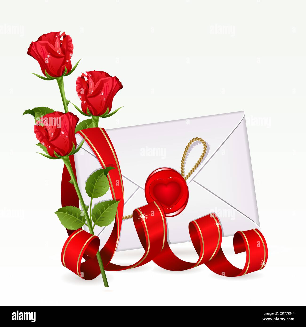 Valentine background with letter and red roses Stock Vector Image & Art ...