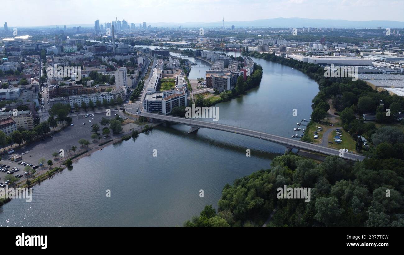 A section of the city Offenbach, where Carl-Ulrich bridge connects the ...