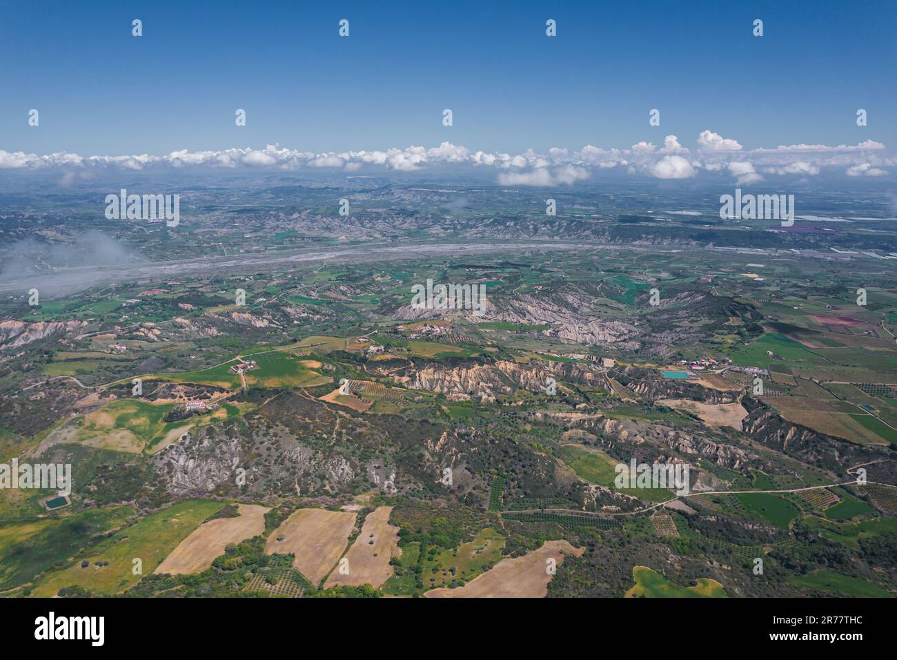 Aerial view of Italian hilltop town, Rotondella at daytime in the ...