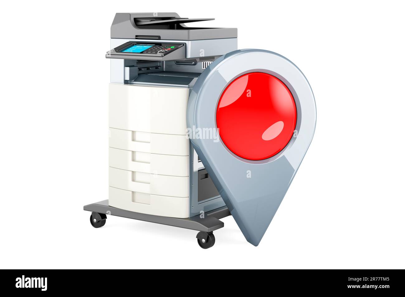 Office multifunction printer MFP with map pointer, 3D rendering ...