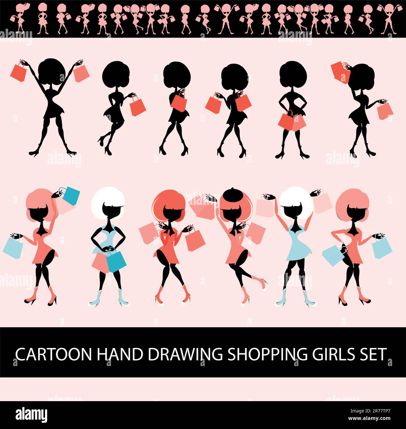 Drawing girl shopping computer vector hi-res stock photography and ...