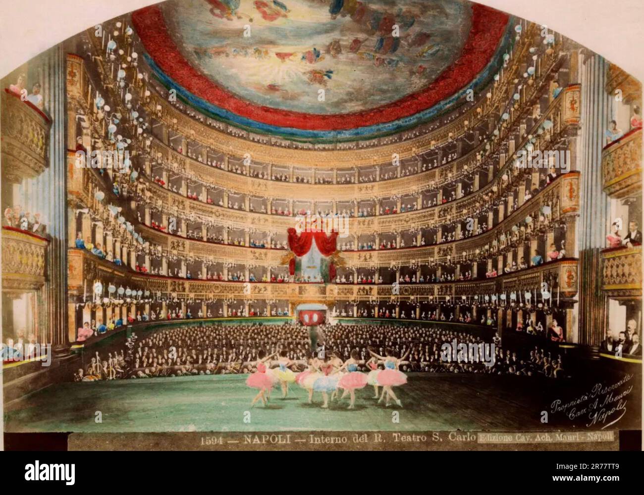 Interno del R. Theatro S. Carlo, Naples, ca 1870, by Achille Mauri ...