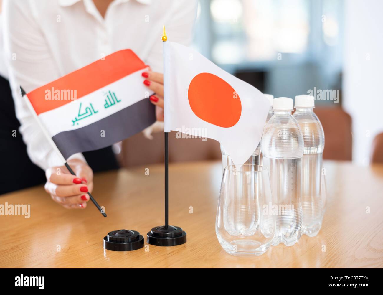 Flags of Iraq and Japan as symbol of diplomatic relations on ...