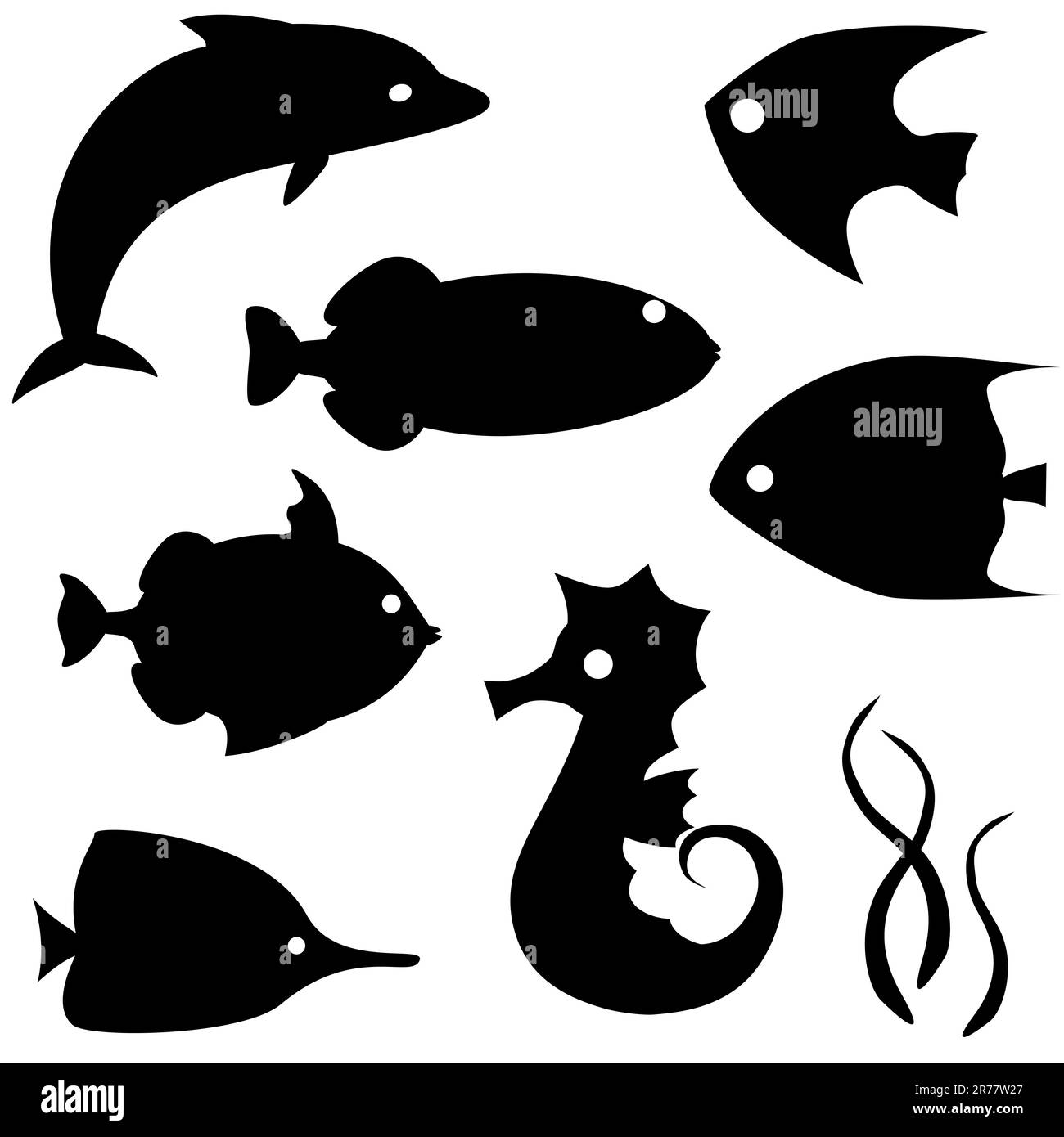Set of fish silhouettes isolated on white Stock Vector Image & Art - Alamy