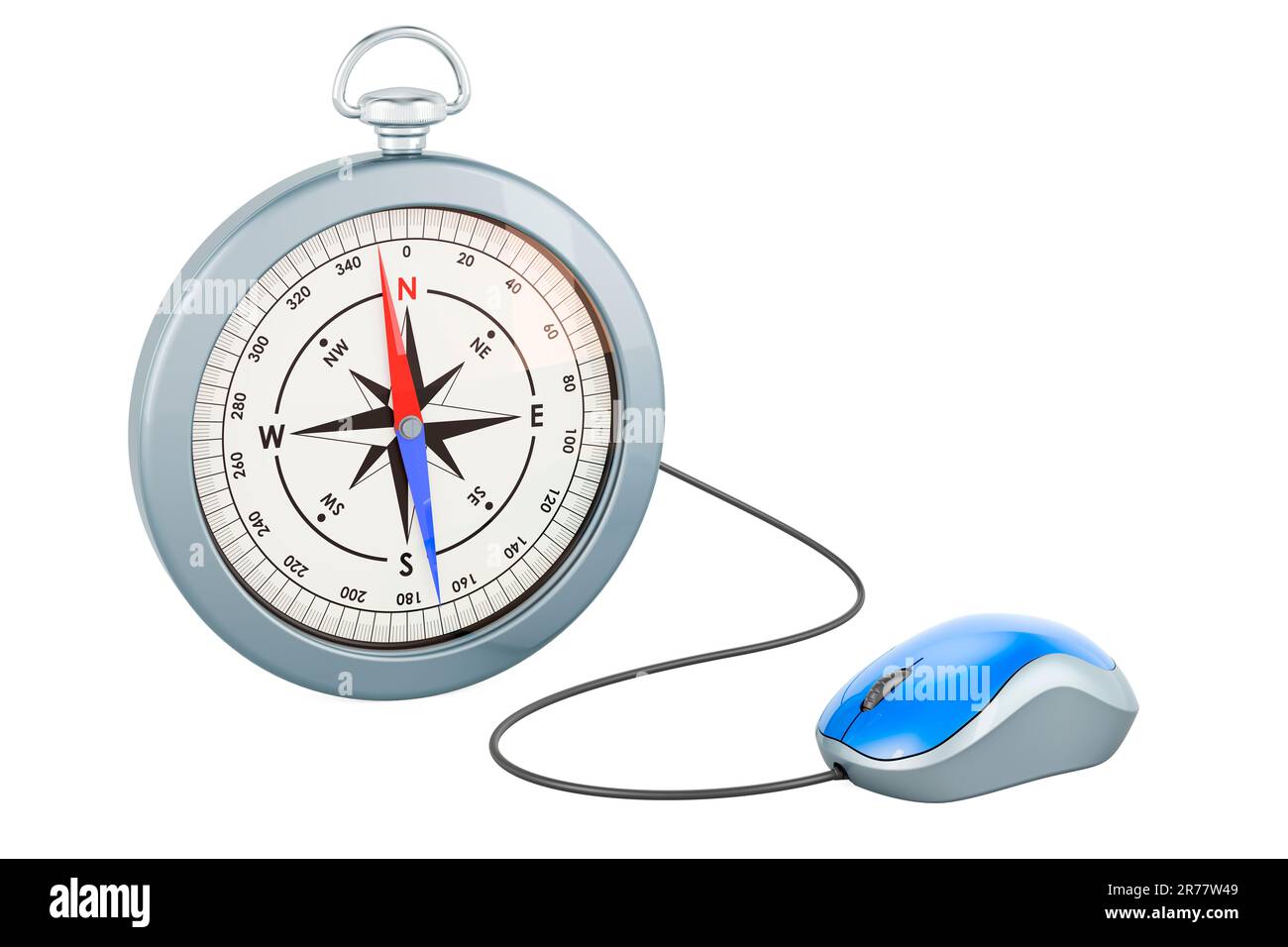 Compass with computer mouse. 3D rendering isolated on white background Stock Photo - Alamy