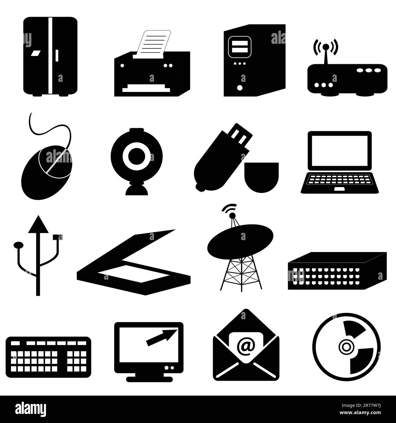 Computer and technology related icons and symbols Stock Vector Image ...