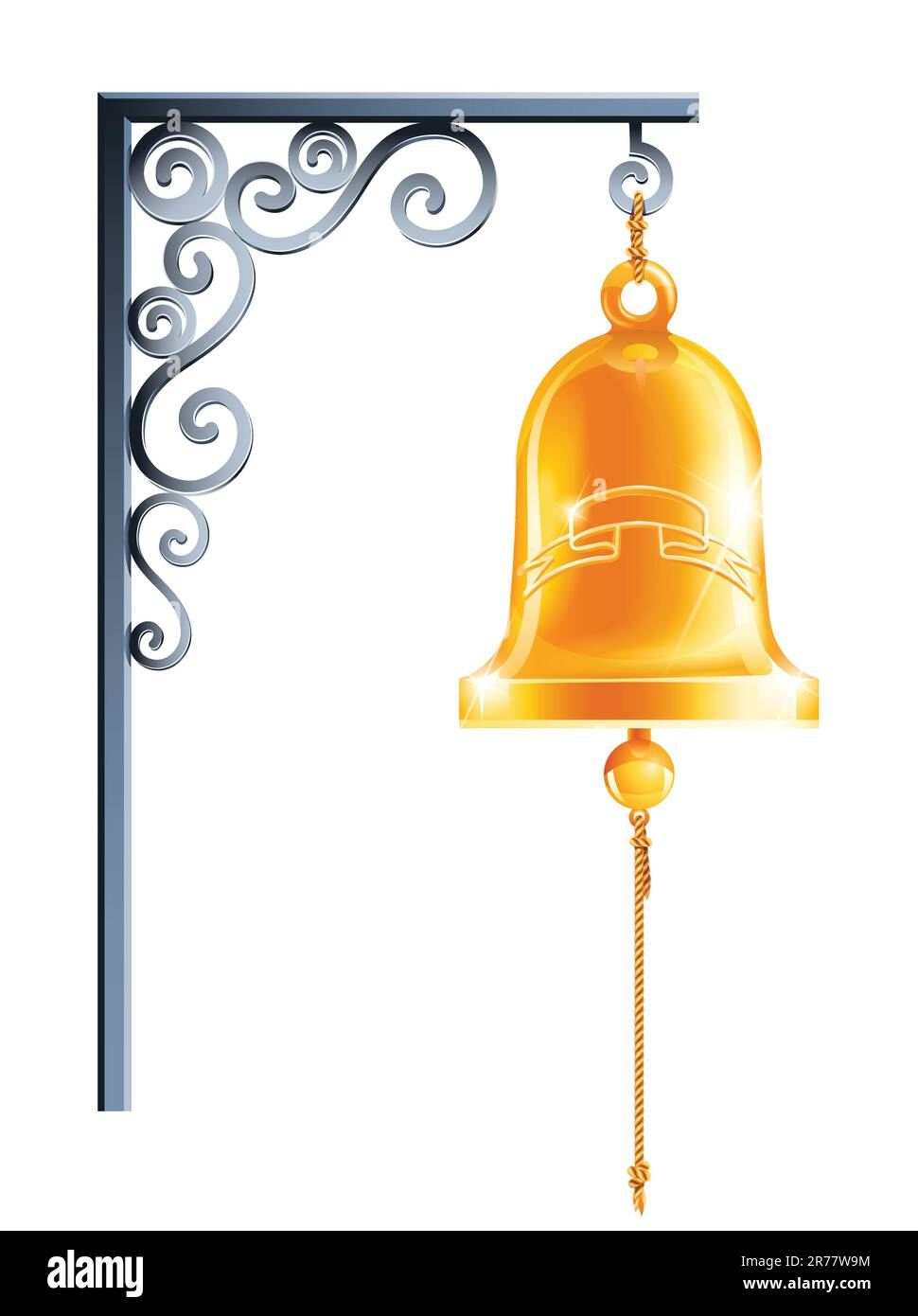 retro bell at bracket vector illustration isolated on white background ...