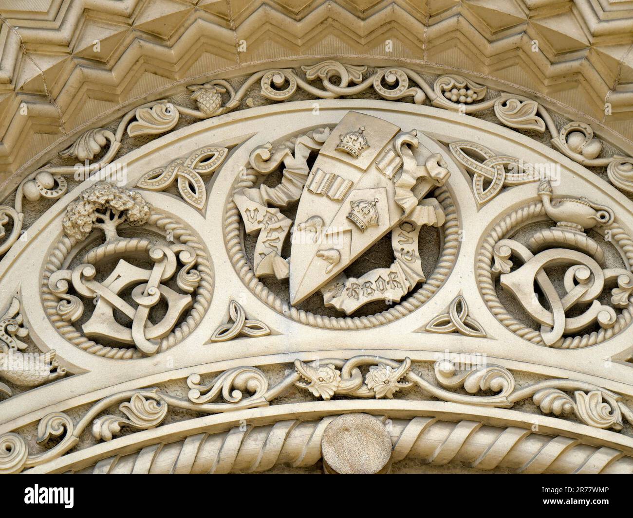 Stone carving on a university building at the University of Toronto ...