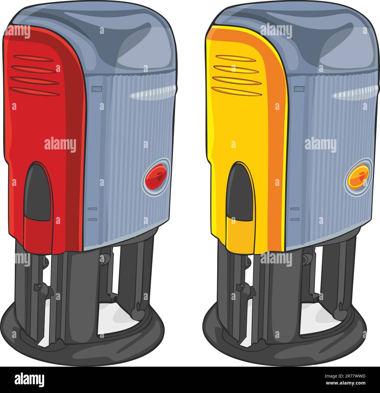 fully editable vector illustration of isolated office stampers over ...