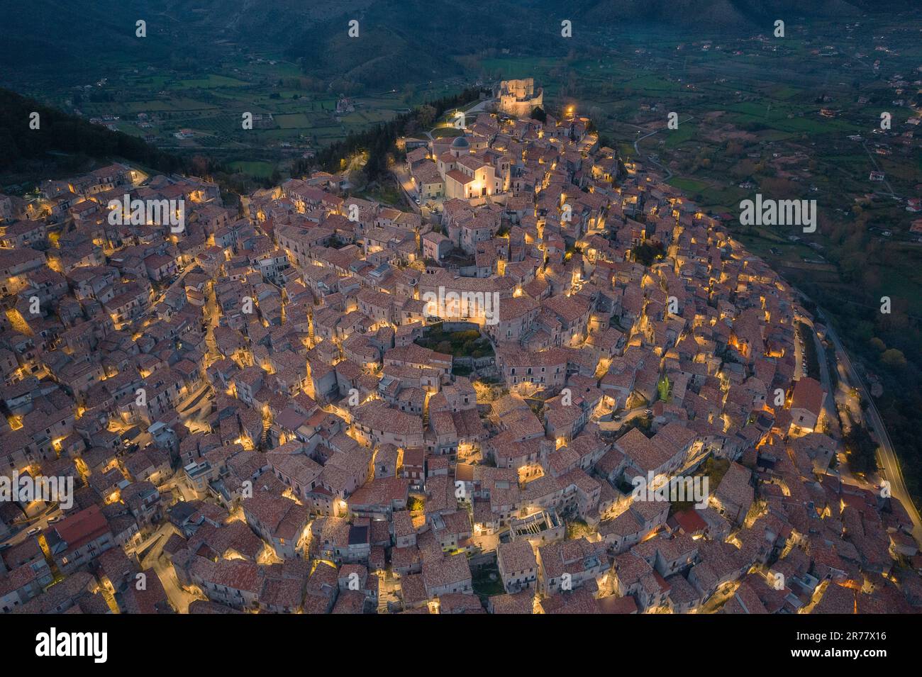 Aerial view of Morano Calabro town, a traditional beautiful medieval ...