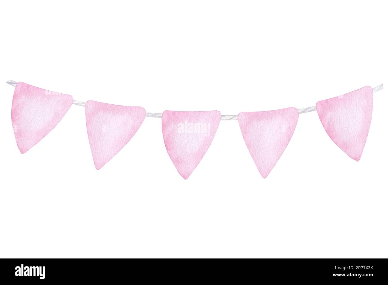 Pink flags for girl kids room. Hand drawn watercolor illustration ...