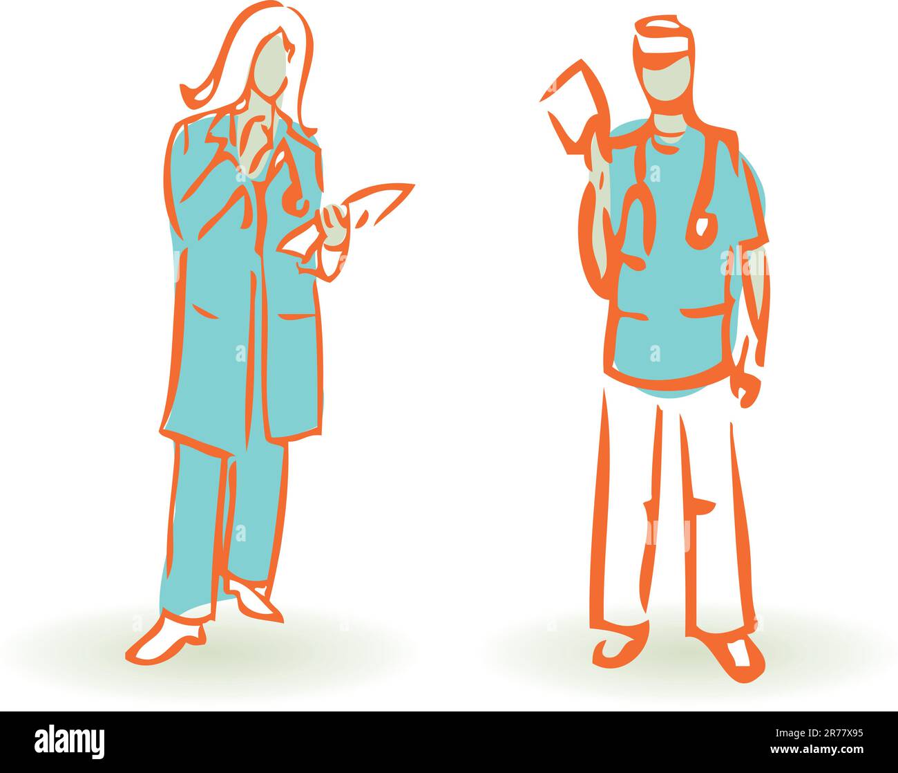 Doctors man and woman icons Stock Vector Image & Art - Alamy