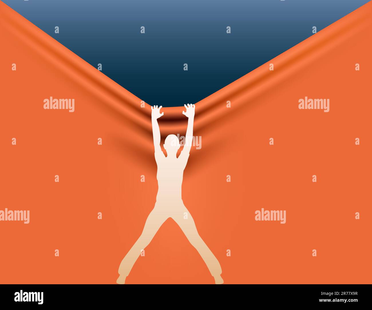 Editable vector silhouette of a woman pulling the background down Stock ...
