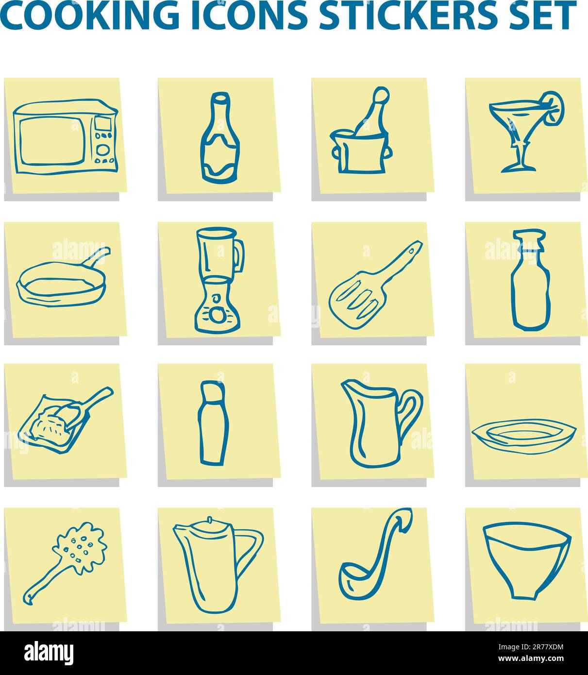 Cooking icons stickers set, kitchen elements 2 Stock Vector Image & Art ...