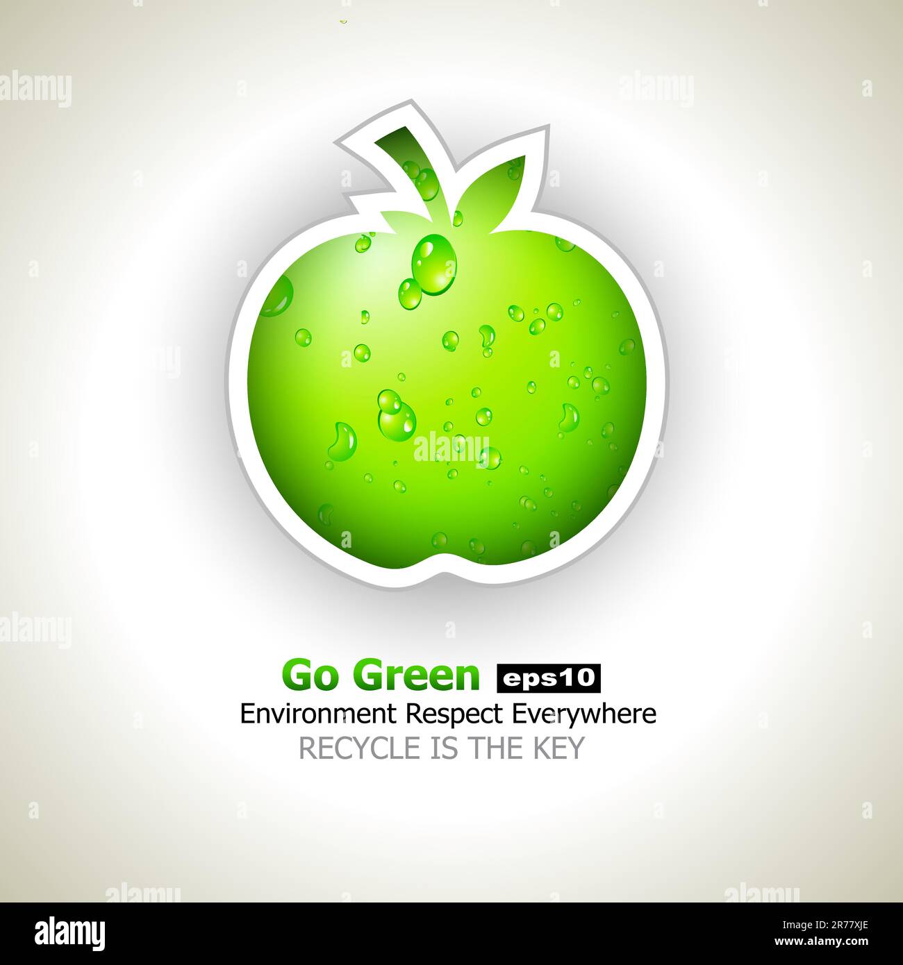 Go Green and Recycle Everything Slogan with green liquid apple for Eco ...