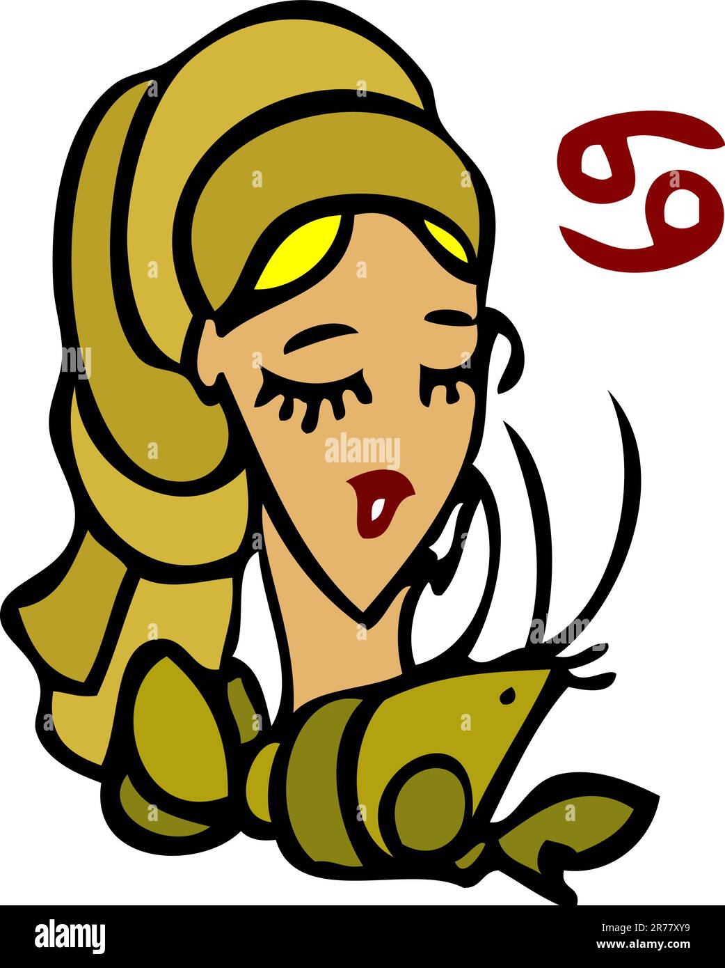 Zodiac signs, icons - cancer, Beauty Woman with cancer symbol Stock ...