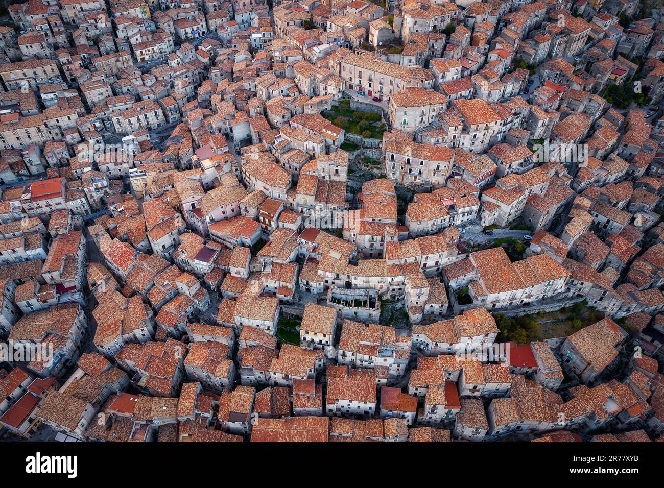 Aerial view of Morano Calabro town, a traditional beautiful medieval ...