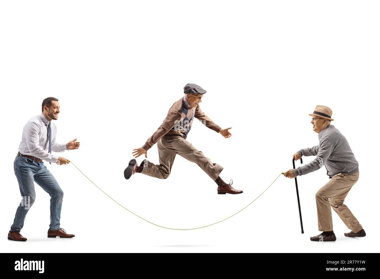 Happy jumping older people hi-res stock photography and images - Alamy