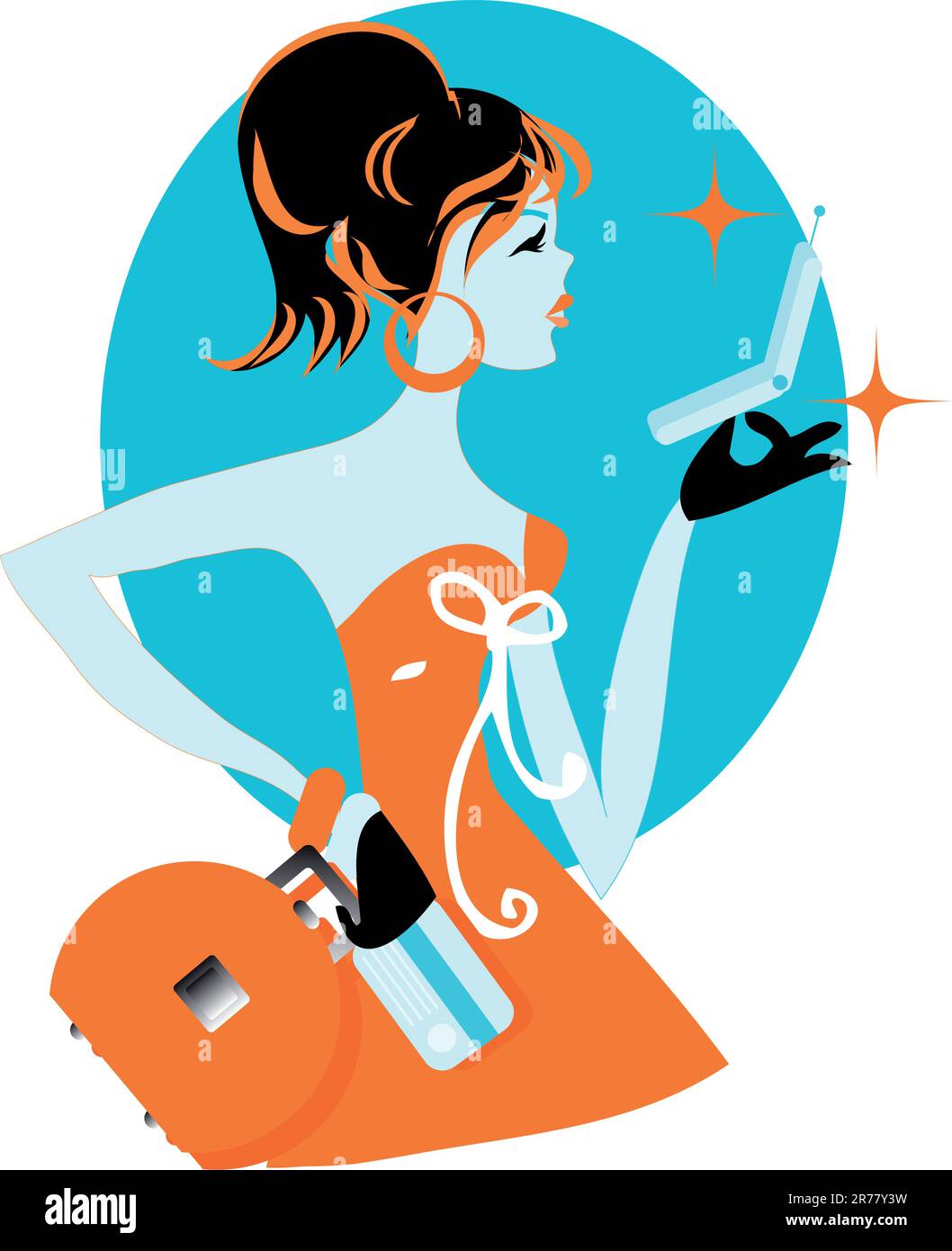 chic lady shopping with phone and credit card Stock Vector Image & Art ...