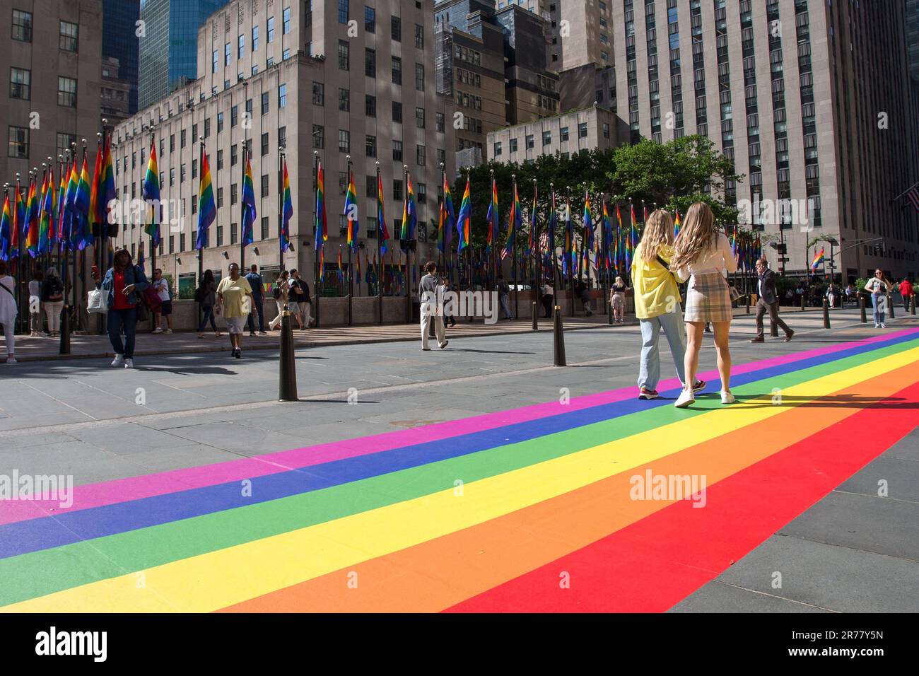 New York, US, 13/06/2023, Rainbow flags representing LGBTQIA Pride ...