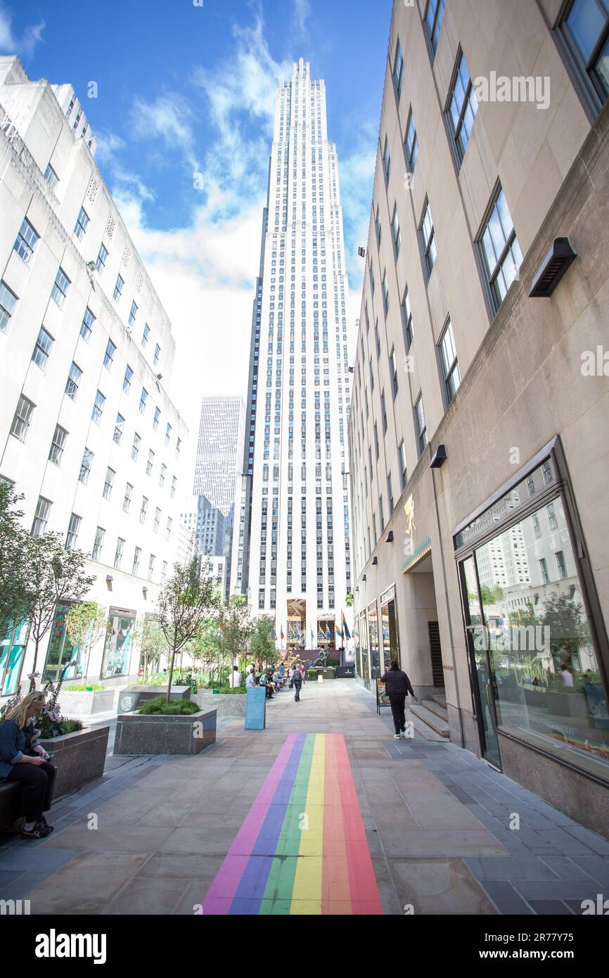 New York, US, 13/06/2023, Rainbow flags representing LGBTQIA Pride ...