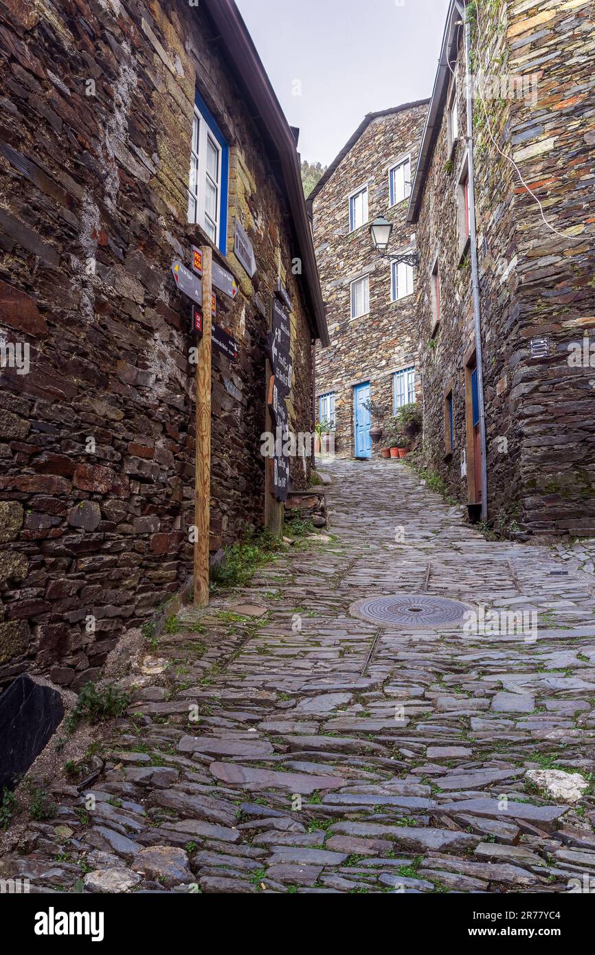 View of the beautiful pedestrian street in the historic village of ...