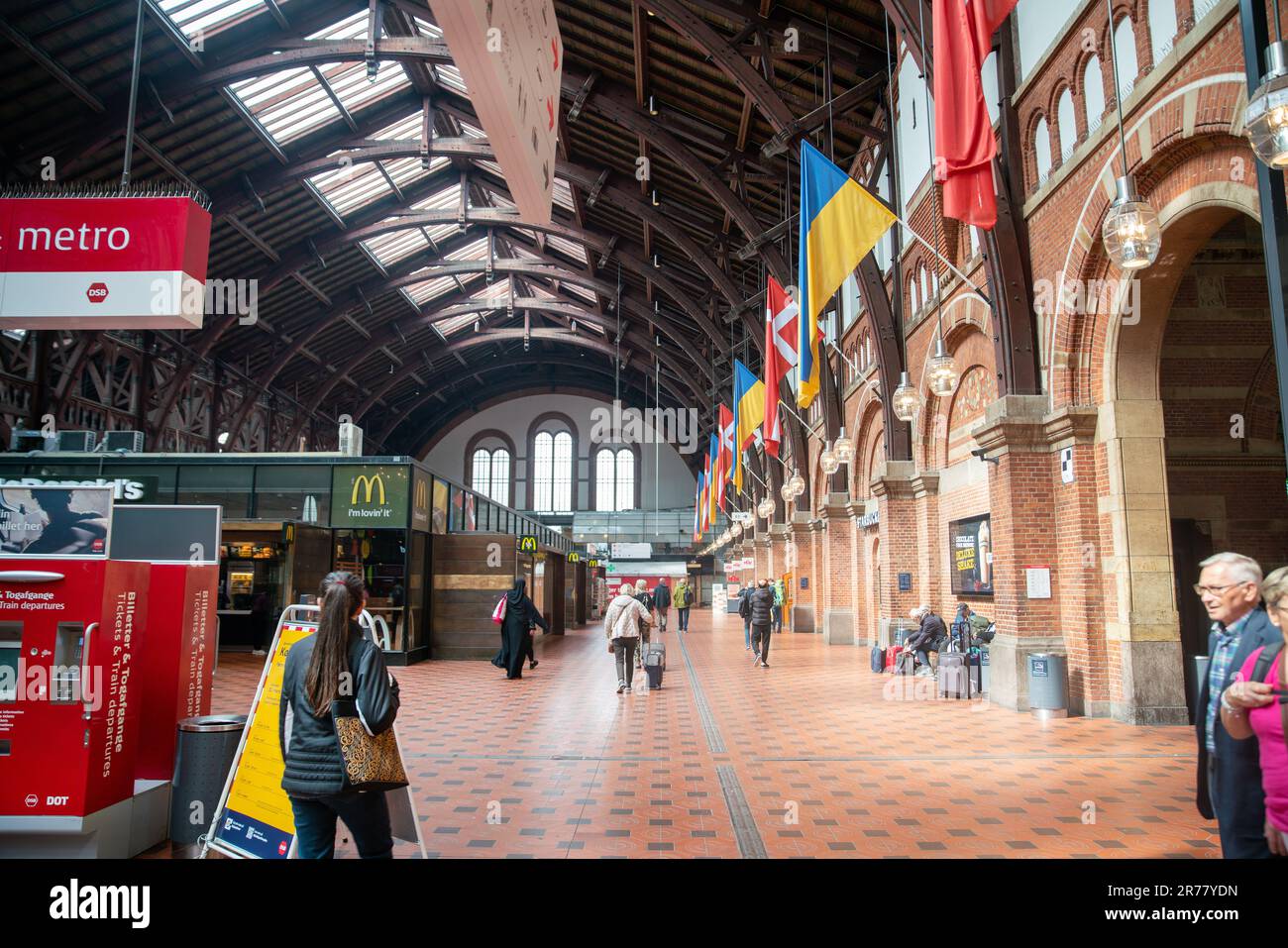 05-24-2023 Copenhagen Denmark. Interior of main railway station of ...