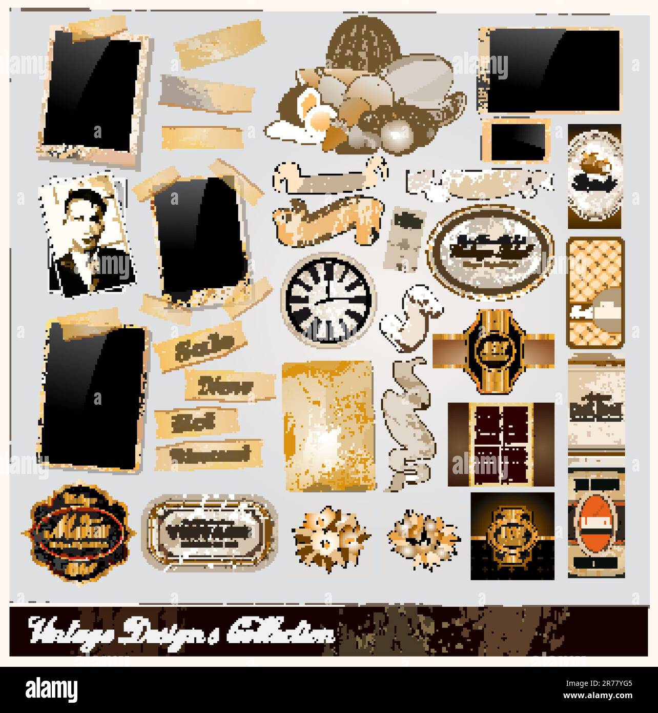 Vintage Elements Collection - PhotoFrames, Adhesive Straps, Vintage ...