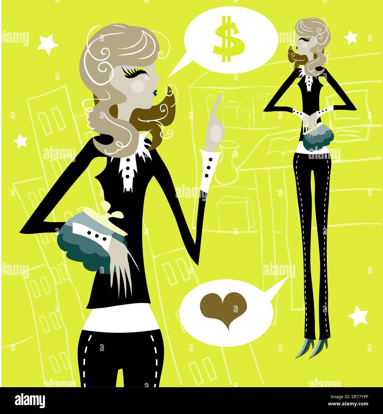 Businesswoman work money love concept Stock Vector Image & Art - Alamy
